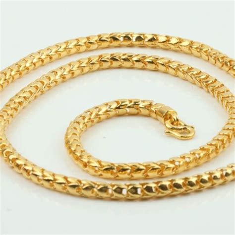 24k Gold Franco Chain Necklace 30 Inches Chain Chunky Gold Chain For