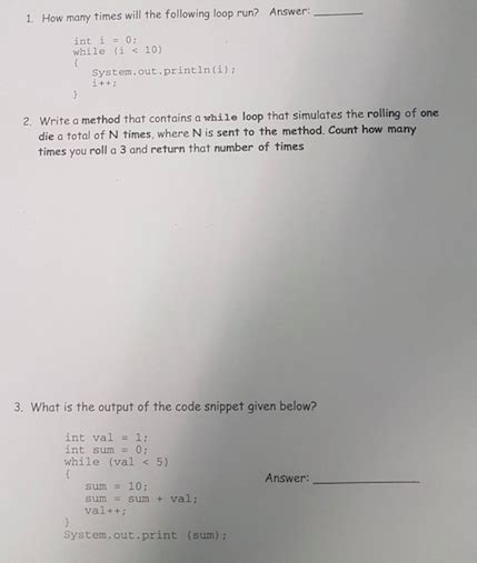 Solved 1 How Many Times Will The Following Loop Run