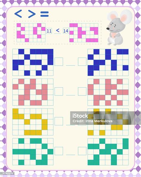 아이들을위한 수학 게임 논리의 개발 채워진 큐브 수를 계산하고 두 개의 숫자를 비교합니다 더 크거나 작거나 같음 0명에 대한 스톡 벡터 아트 및 기타 이미지 Istock