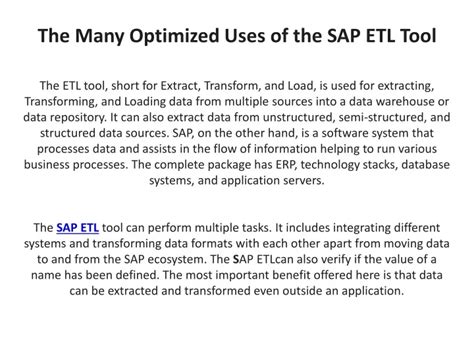 PPT SAP ETL PowerPoint Presentation Free Download ID 11093832