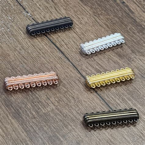 6 9 Loop Magnetic Slide Bar Clasp Gold Plated Brass Antique Etsy