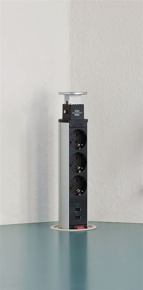 Tower Power 3 Way Table Socket Strip Retractable Socket Strip 2 Way Usb 2m Cable Can Be