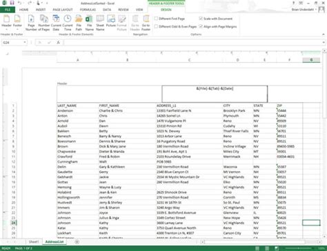 How To Create A Custom Header Or Footer In Excel 2013 Dummies