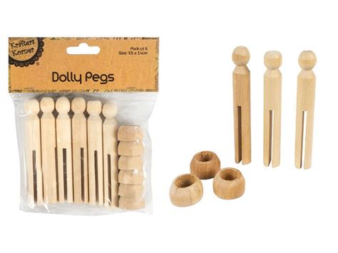 Wooden Peg Dolls With Stand 6pc The Make Company