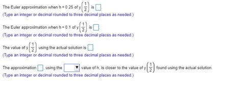 Solved The Euler Approximation When H025 Of Y21 Is Type