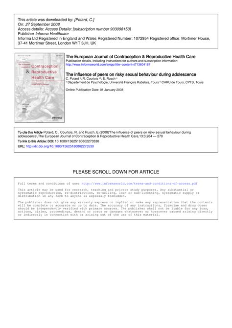 Epidemiology Of Sexual Behaviour With Risk Of Sexually France