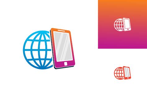 세계 모바일 로고 템플릿 디자인 벡터 엠블럼 디자인 개념 창조적 인 기호 아이콘 개념에 대한 스톡 벡터 아트 및 기타 이미지 개념 개념과 주제 고리 사슬 Istock