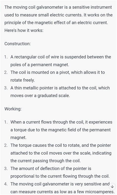 The Moving Coil Galvanometer Is A Sensitive Instrument Used To Measure Sm