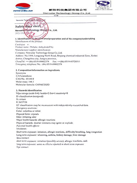 Msds Pa 004 Optimized Pdf Technology And Engineering