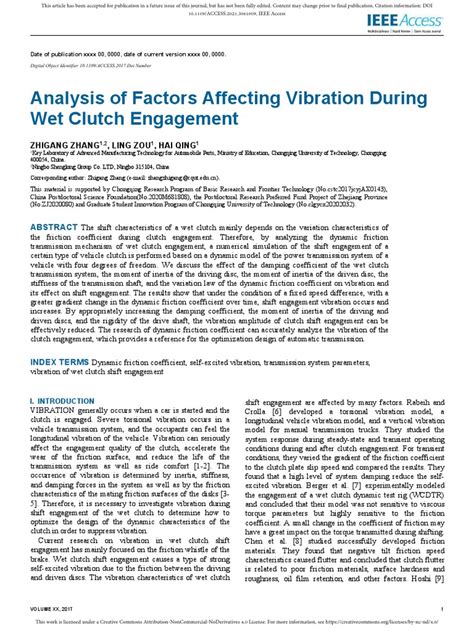 Analysis Of Factors Affecting Vibration During Wet Pdf Pdf Clutch Friction