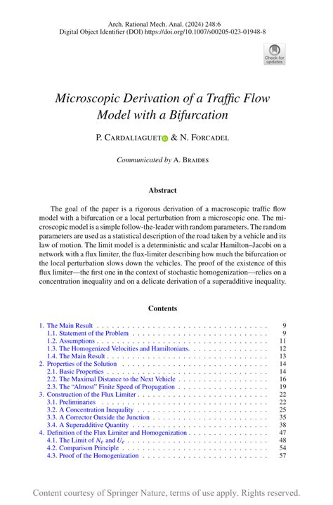 Microscopic Derivation Of A Traffic Flow Model With A Bifurcation