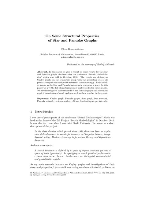 Pdf On Some Structural Properties Of Star And Pancake Graphs