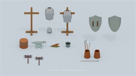 3d Model Lowpoly Blacksmithing Pack Vr Ar Low Poly Cgtrader