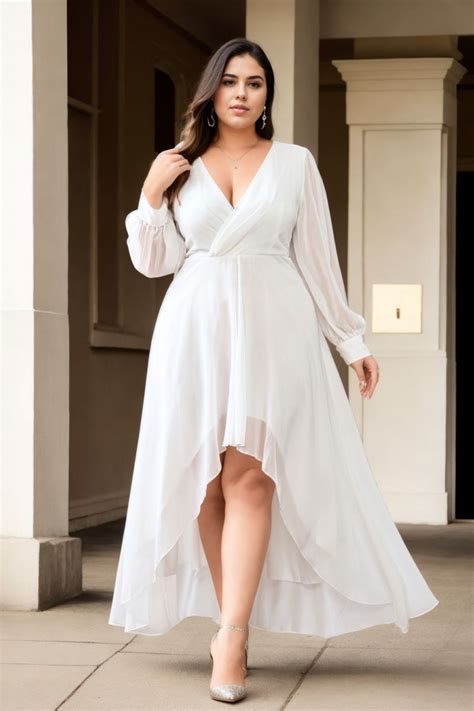 Tobi Plus Size White Long Sleeve Midaxi Dress Hello Curve