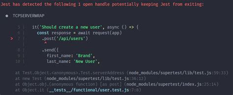 Nodejs Jest Hangs On Supertests Post And Does Not Execute Posttest