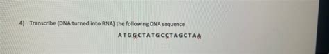Solved Transcribe DNA Turned Into RNA The Following DNA Chegg