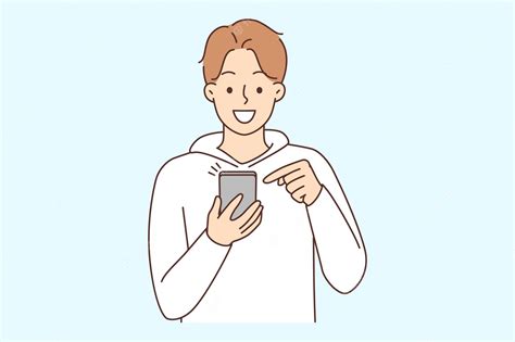 Premium Vector Smiling Man Using Cellphone Texting