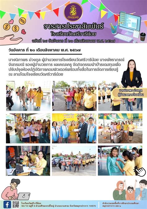 นางนิภาพร ม่วงกูล ผู้อำนวยการโรงเรียนวัดศรีวารีน้อย นางพัชราภรณ์ จันทรมณี รองผู้อำนวยการ และคณะ