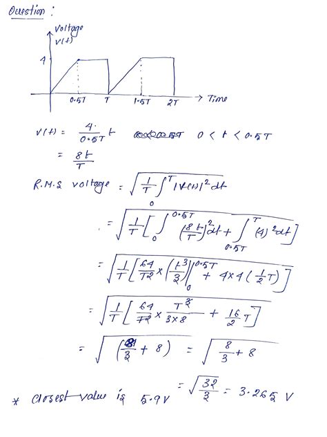 Solved A Voltage Waveform Is Shown Below Please Find Its Rms Voltage Value Choose The Value