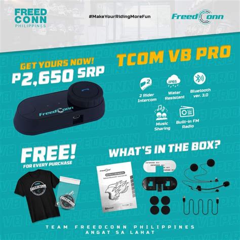 FREEDCONN TCOM VB PRO Motorcycle Helmet Bluetooth Intercom W Free Shirt Lazada PH
