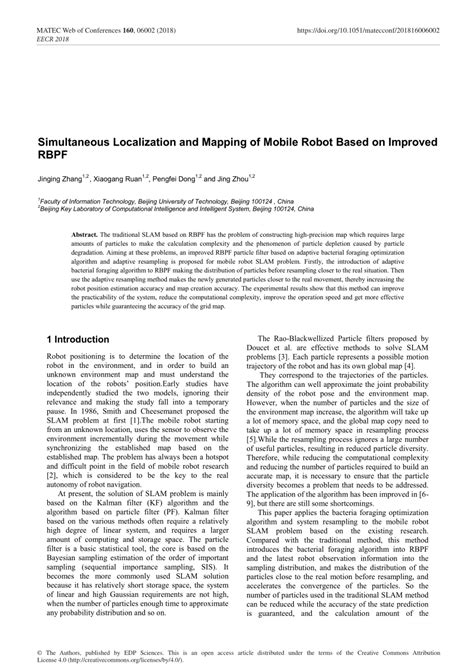 Pdf Simultaneous Localization And Mapping Of Mobile Robot Based On Improved Rbpf
