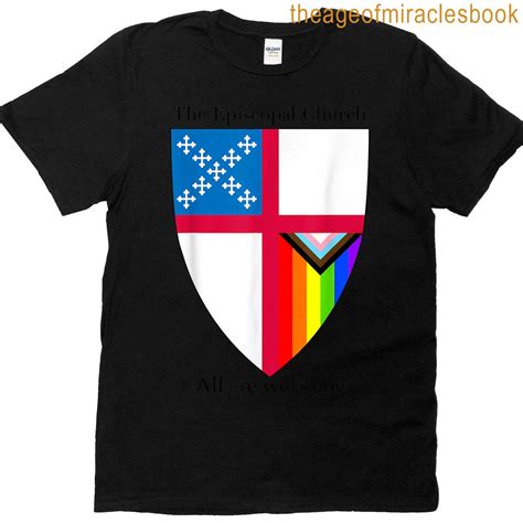 Episcopal Church Shield With Progressive Pride Flag Rainbow T Shirt