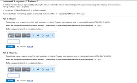 Solved Homework Assignment 2 Problem 1 In The Kroll Process