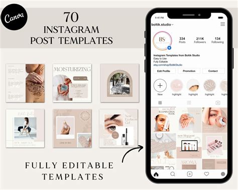 Instagram Post Template Nude Instagram Template Blogger Etsy