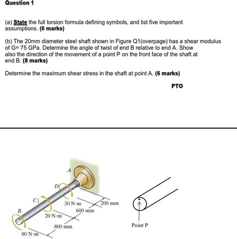 Solved A State The Full Torsion Formula Defining Symbols And List Five Important