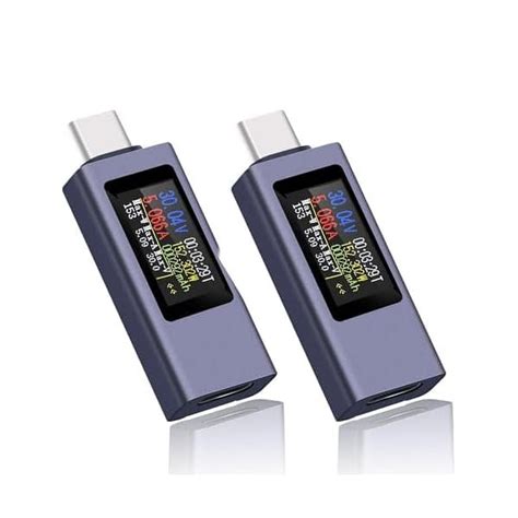 Taoohu Diymore 2pcs Usb C Power Meter Tester Color Screen Digital Multimeter Voltage Current