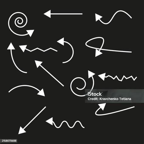 손으로 그린 화살표 아이콘입니다 다양한 방향 검은색 벡터에 흰색입니다 심플한 디자인 검은색에 대한 스톡 벡터 아트 및 기타 이미지 검은색 곡선 그리기 Istock