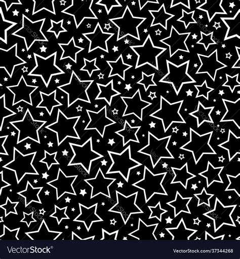 Seamless Pattern White Stars On A Black Royalty Free Vector