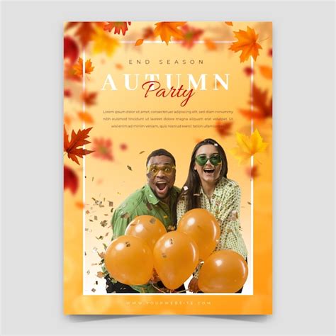 가을 축하를 위한 현실적인 수직 포스터 템플릿 무료 벡터