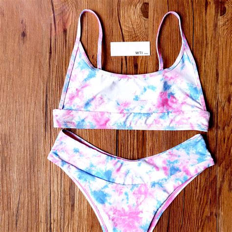Tie Dye Crop Top Bikini Swimsuit Wti Design
