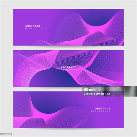 추상적 인 파도가 흐르는 배너 배경 디자인 세트 벡터 일러스트레이션 흐르는 입자 파동 동적 모션 스트림 디지털 기술 곡선 0명에 대한 스톡 벡터 아트 및 기타 이미지