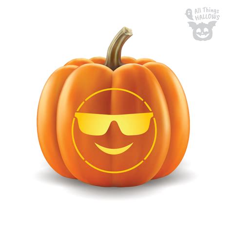 Smiling Face With Sunglasses Emoji Pumpkin Stencil Allthingshallows