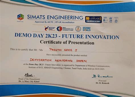 Preethi Sree J On Linkedin Simats Demoday2k23 Technology Project Iot Dehydration
