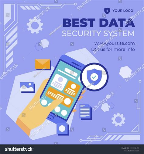 Flat Design Data Privacy Posts Template Stock Vector Royalty Free