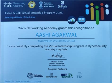 Cisco Internship Cybersecurity Aicte Niitfoundation Skillindia Networkingacademy
