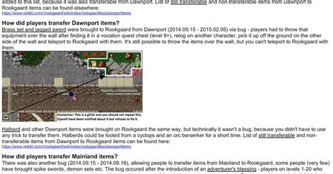 List Of Mainland Items On Rookgaard Has Been Updated Accordingly To The