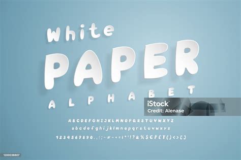 Alfabet Kertas Italic Font Putih Tebal Kertas Realistis Memotong Gaya