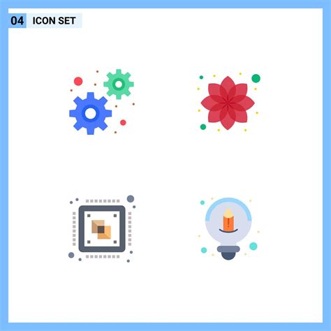 Set Of 4 Modern Ui Icons Symbols Signs For Development Computer Beauty Relax Processor Editable