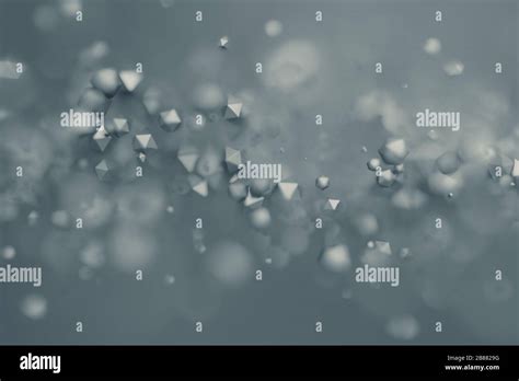 abstract 3d rendering of chaotic low poly particles flying polygonal spheres in empty space