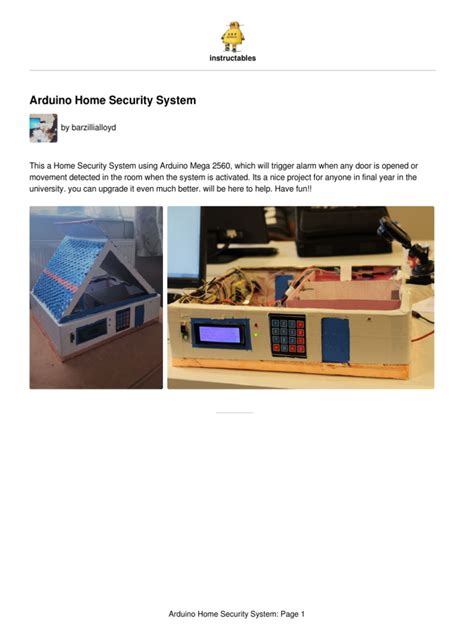 Arduino Home Security System Pdf Arduino Electrical Network