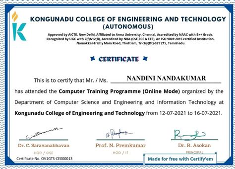 Nandini Nandakumar On Linkedin Kongunaduengineeringcollege