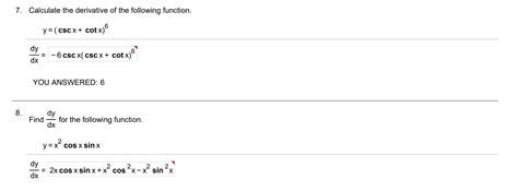 Solved Calculate The Derivative Of The Following Chegg
