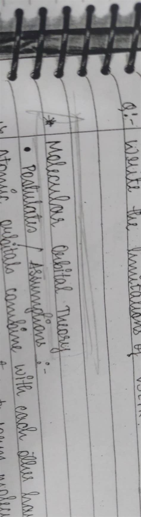 Molecular Orbital Theory Postulates Assumptions Paciulatis A