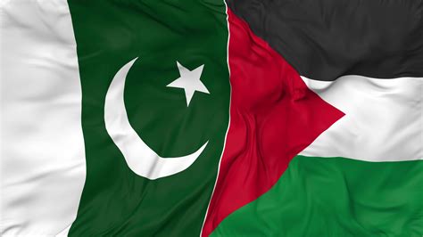 Palestine And Pakistan Flags Together Seamless Looping Background Looped Bump Texture Cloth