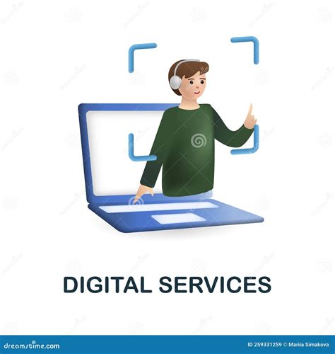 Digital Services Icon 3d Illustration From Digitalization Collection Stock Vector
