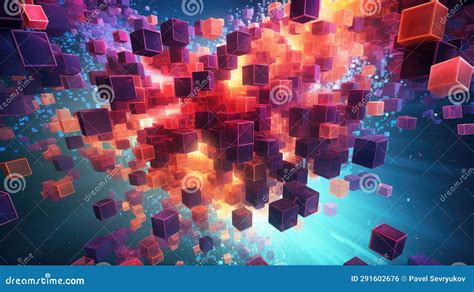 Digital Voxel Artificial Cubes Stock Illustration Illustration Of Abstract Network 291602676
